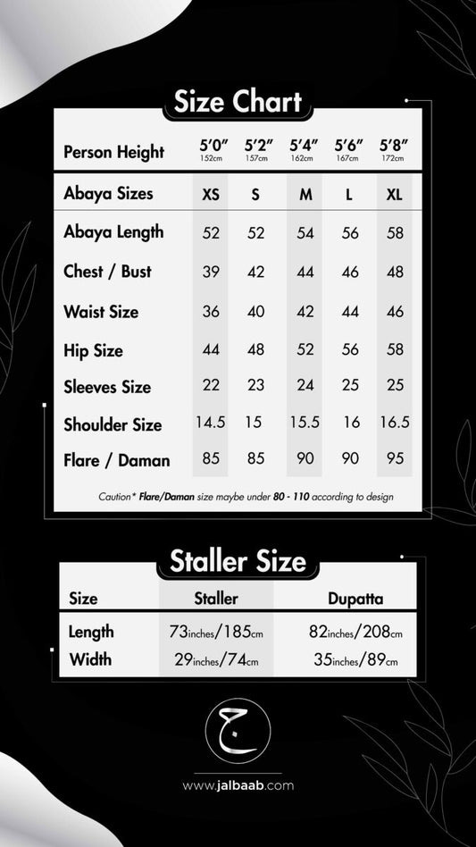 Size Chart – Jalbaab